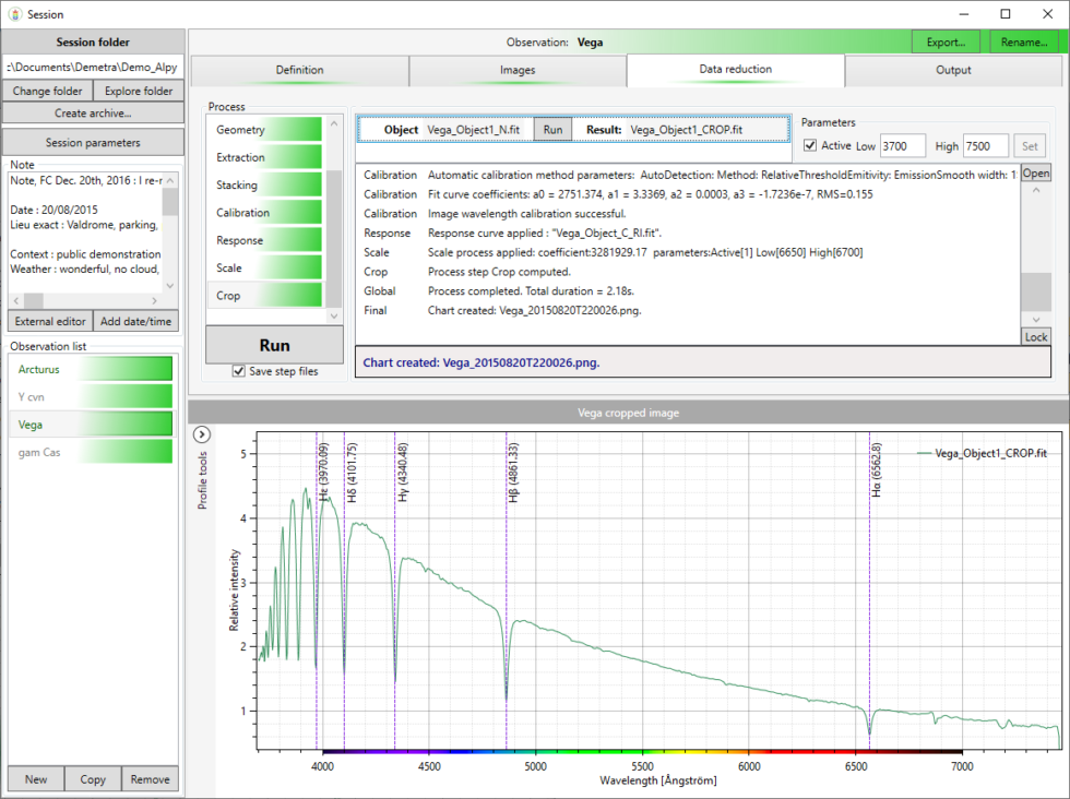 Logiciel Demetra - Shelyak Instruments